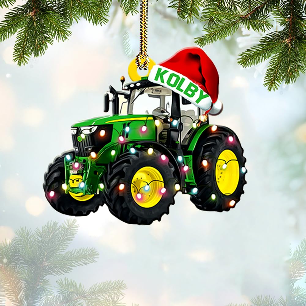 Amazon.com: Tractor Ornament, Personalized Tractor Acrylic Shape 2D ...