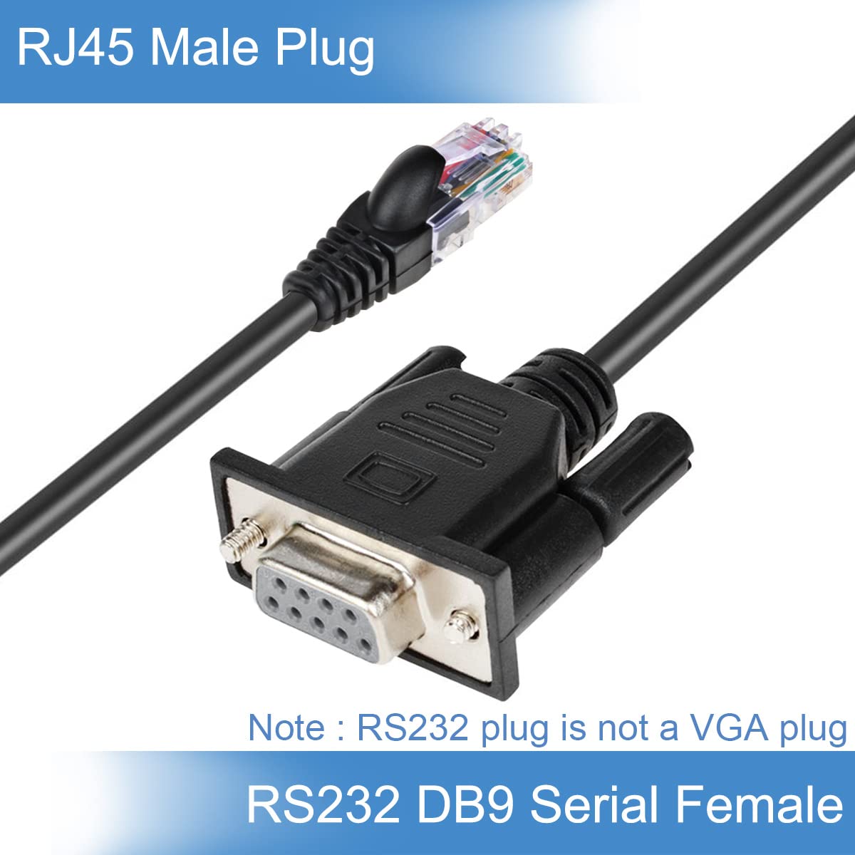 Xiatiaosann RJ45 to RS232 DB9 Serial Female 9 Pin to RJ45 Female Cat5 ...