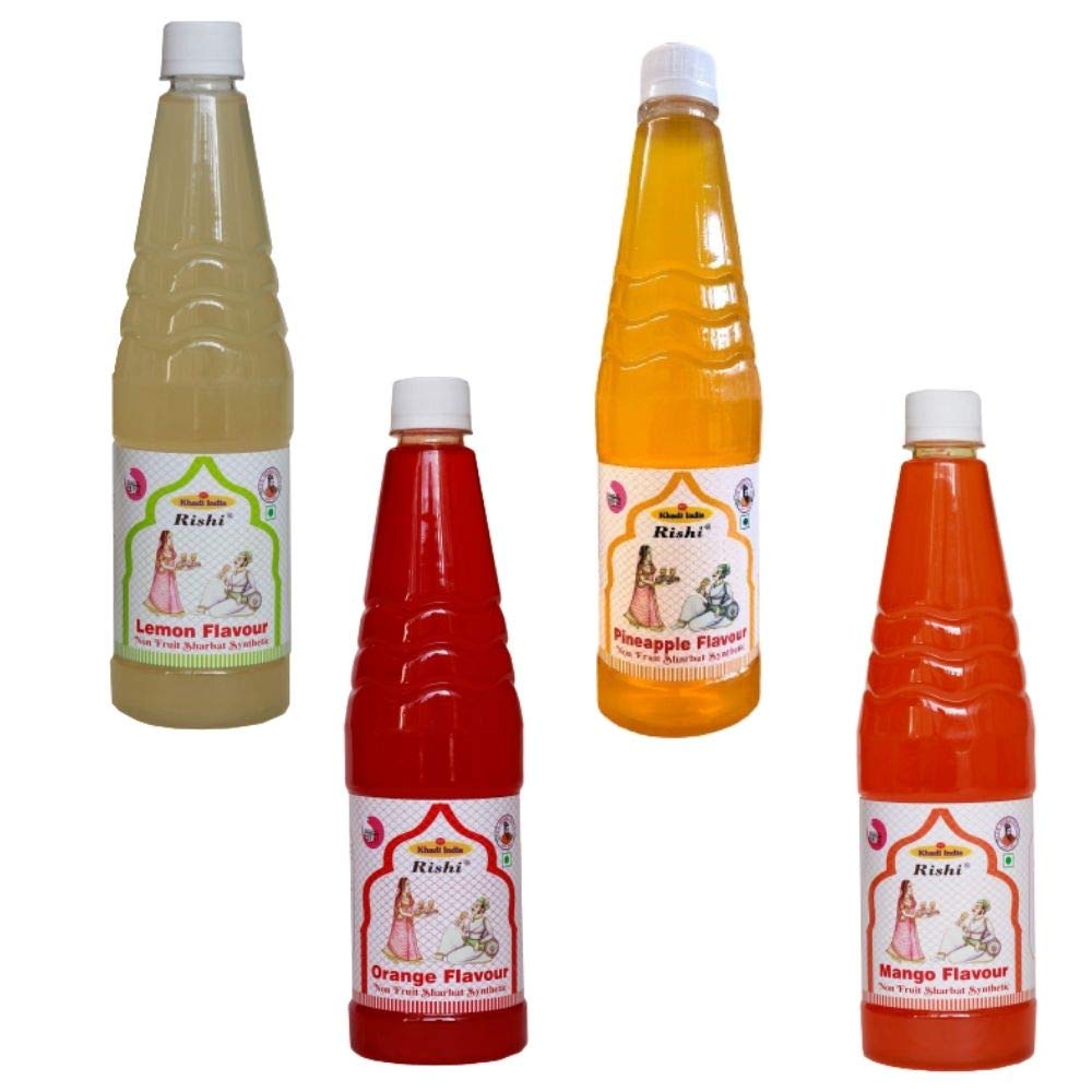 RISHI Premium Sharbat Pack of 4 Flavors - Lemon, Pineapple, Orange ...