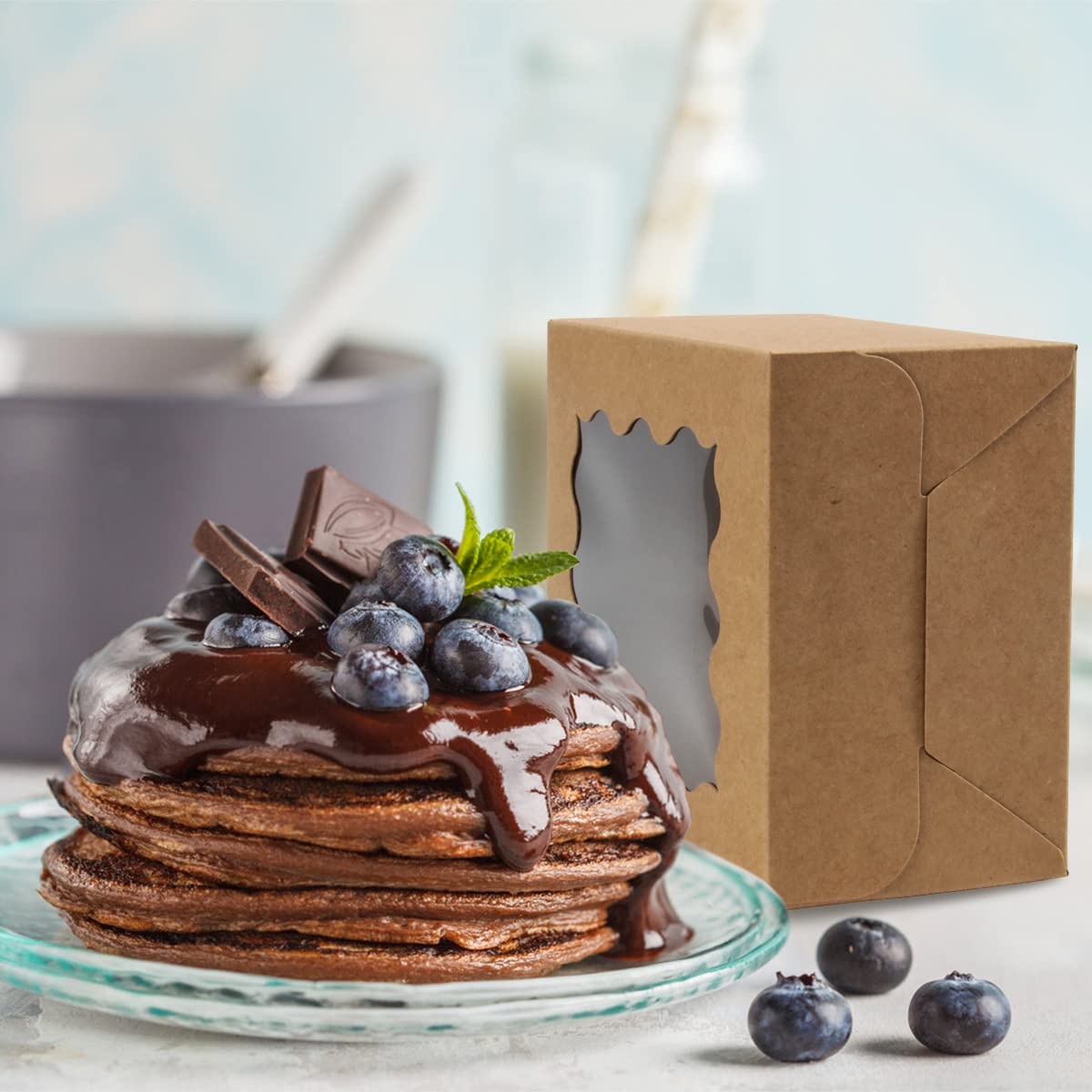 OAMCEG 100 PCS Bakery Boxes with Window and Stickers 4x4x3 Inch ...