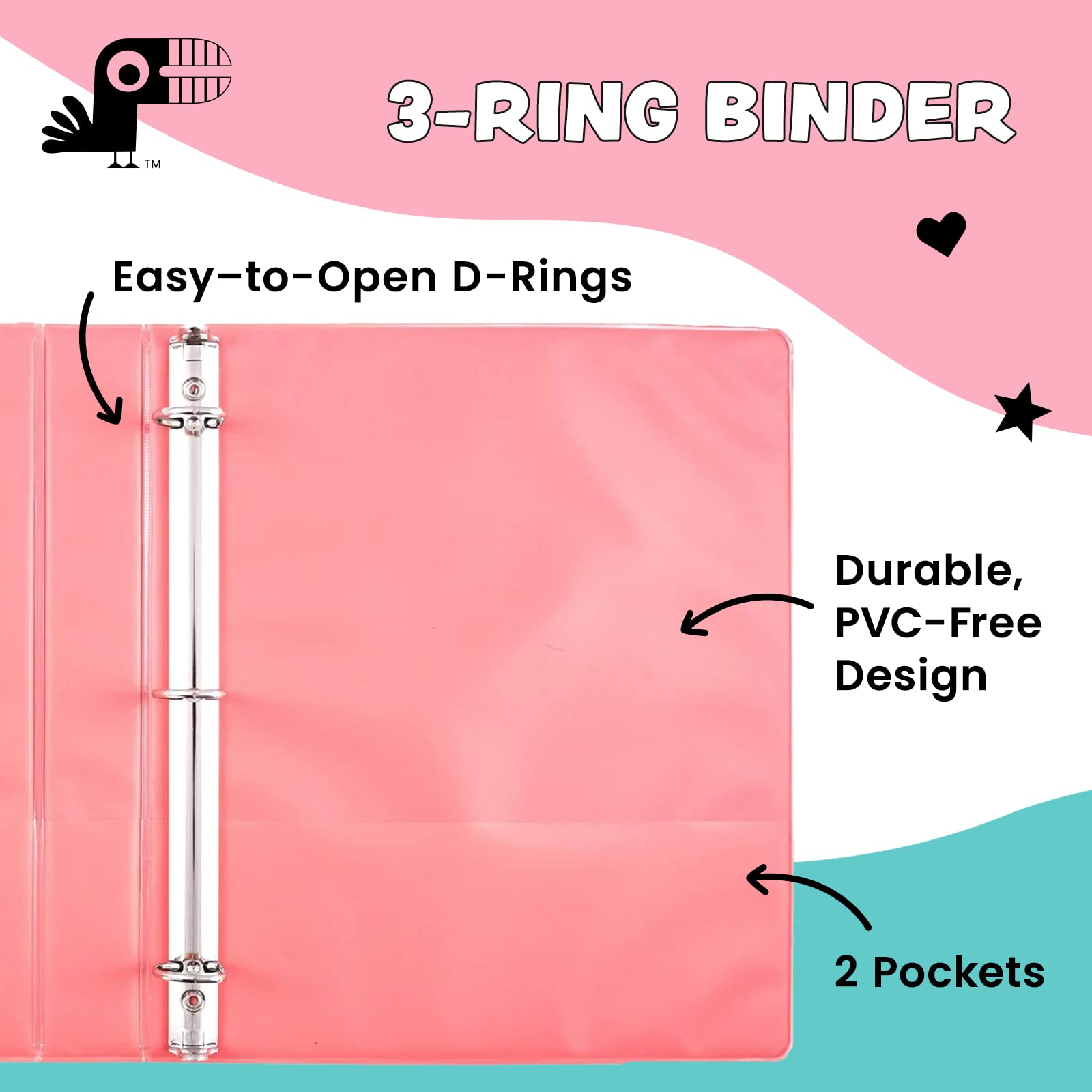 Snapklik.com : Yoobi 2 Inch Binder & 8-Tab Divider Set4 Three-Ring Binders