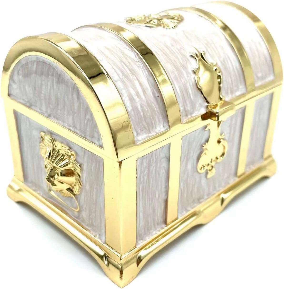 Amazon.com: Vintage Metal Jewelry Chest Treasure Trinket Box, Gem ...