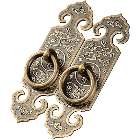 Tiazza 2Pcs Vintage Style Embossing Pattern Pulls Handle Bookcase ...