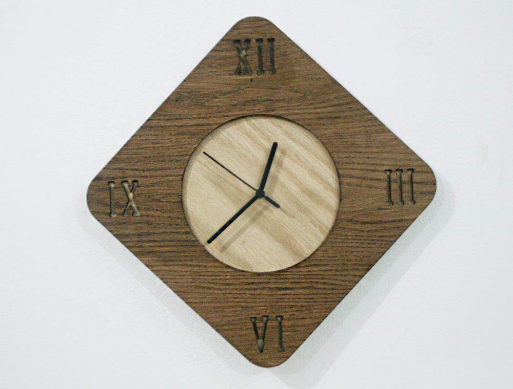 Amazon.com: Wooden Simply Rhombus with Latin Numbers - Wood Wall Clock ...