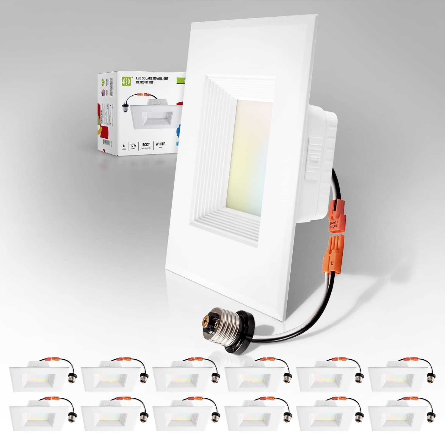 ASD 6 inch Recessed LED Light Square Retrofit Kit 12W (50W Replacement ...