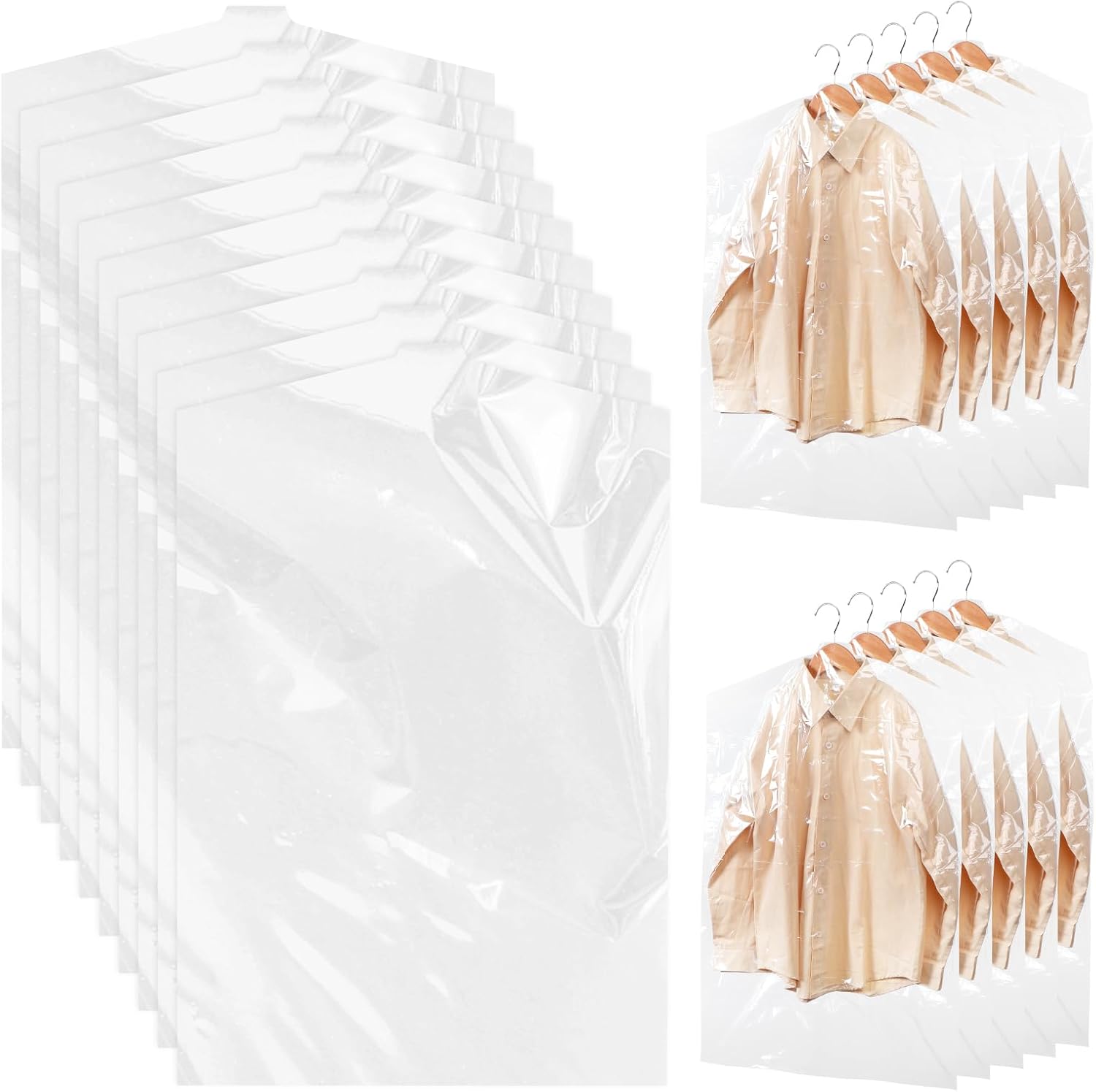 Amazon.com: Molain Clear Plastic Clothes Covers, 150 Pack Garment Bag ...