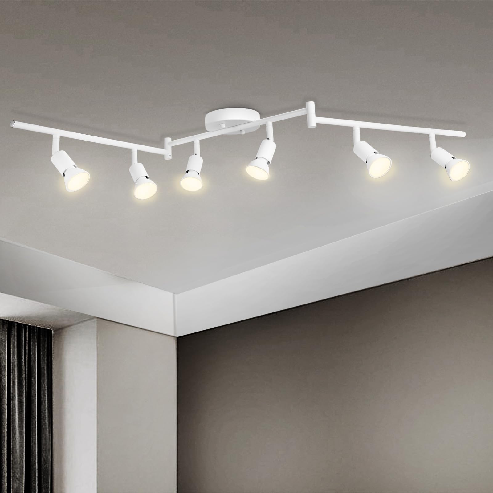 Karyoosi 6 Light Track Lighting Fixture, GU10 Rotatable Heads, Matte ...