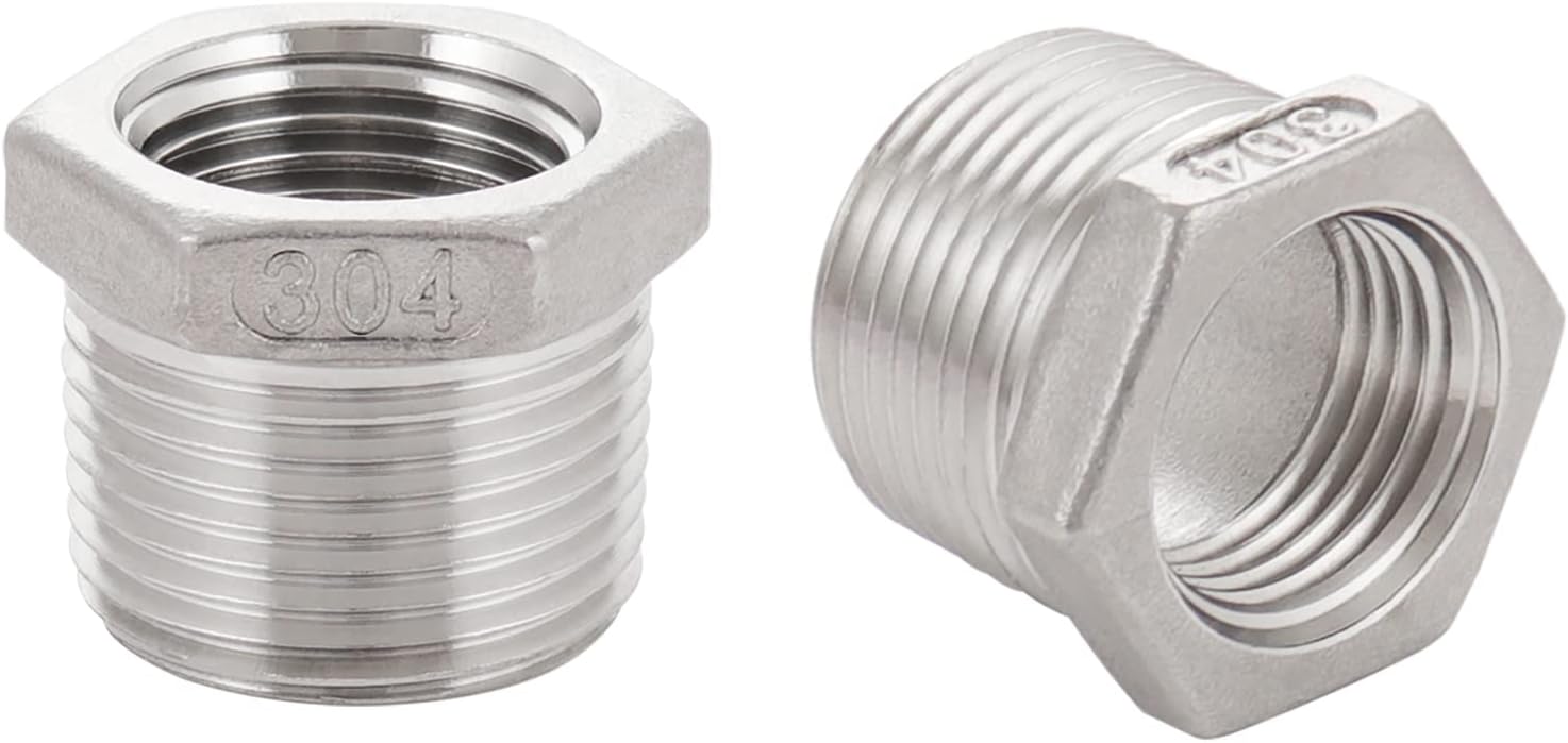 Amazon.com: Happyreise Stainless Steel Reducer Hex Bushing,1/2" Male ...