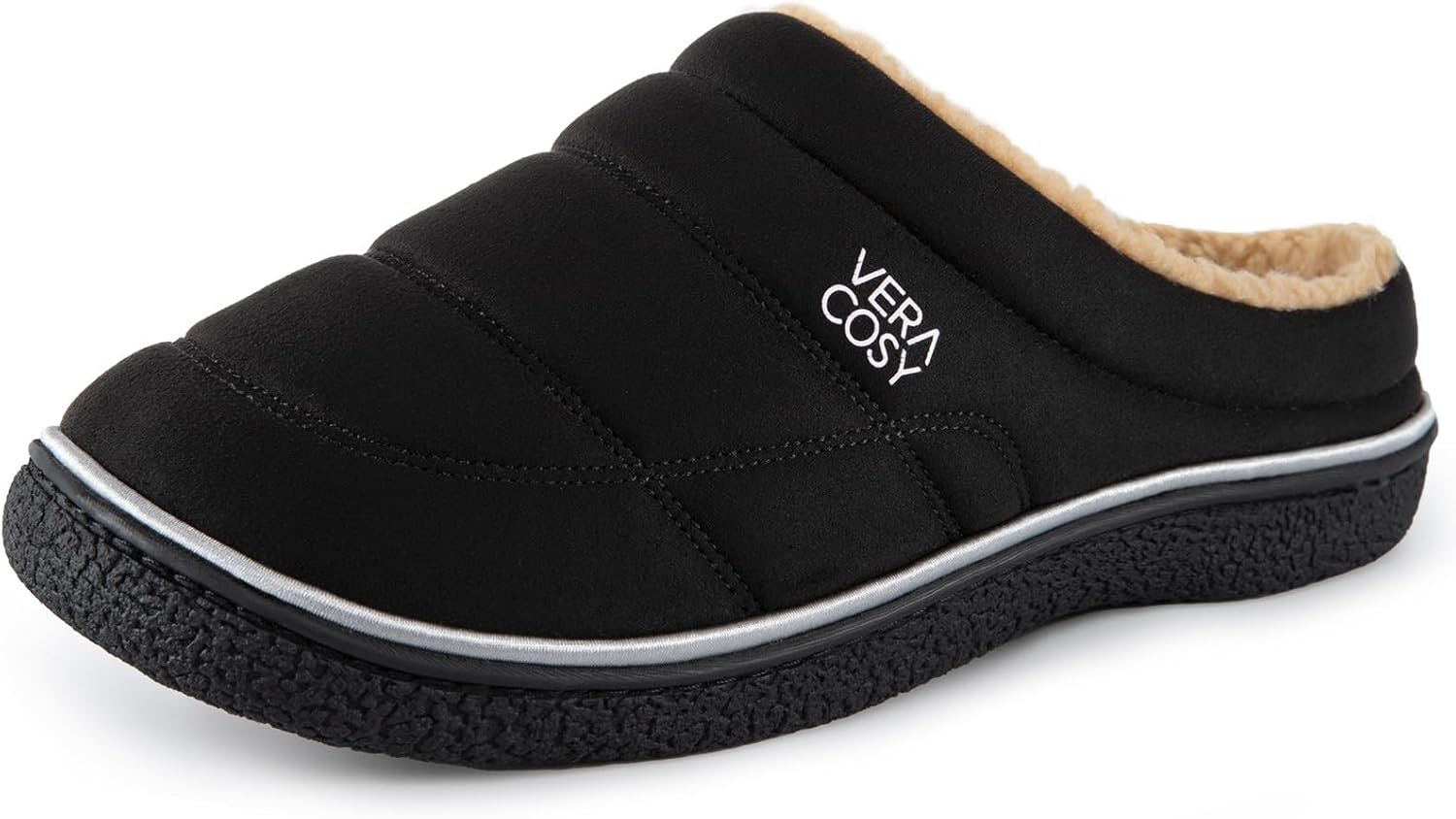 Amazon.com | VeraCosy Men's Quilted Slip-on Slippers Technical-cloth ...