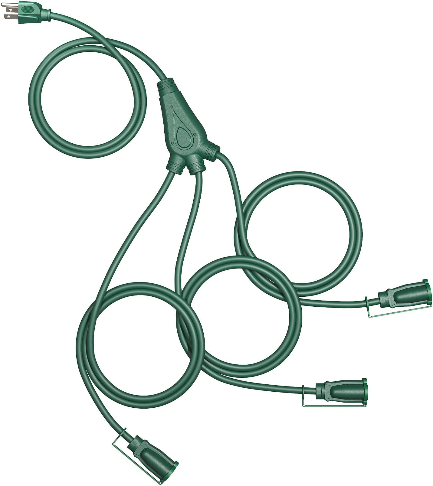DEWENWILS Christmas Outdoor Extension Cord 1 to 3 Splitter, Total 12FT ...