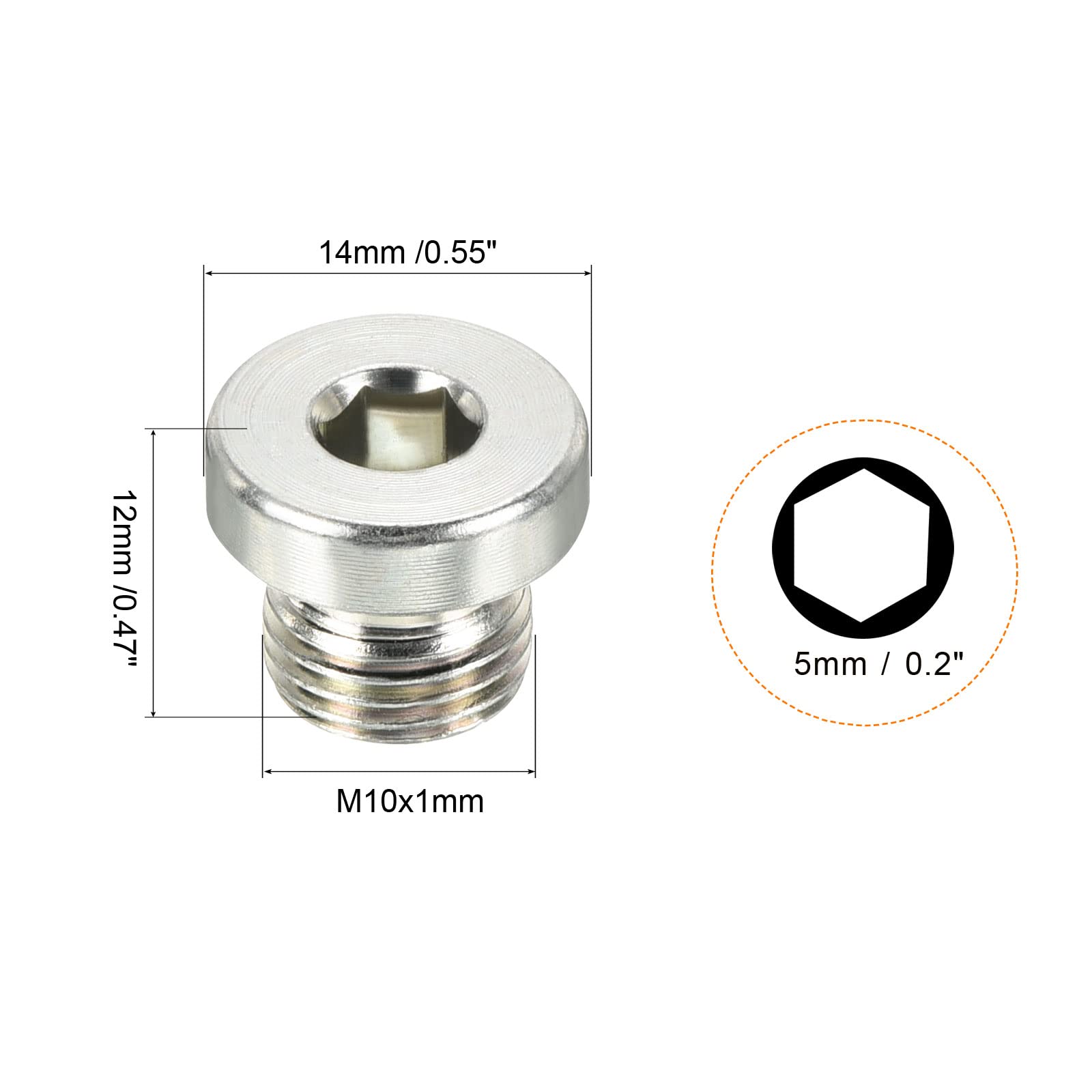 PATIKIL M10*1 Internal Hex Head Pipe Fitting Plug, 3 Pack Male Thread ...