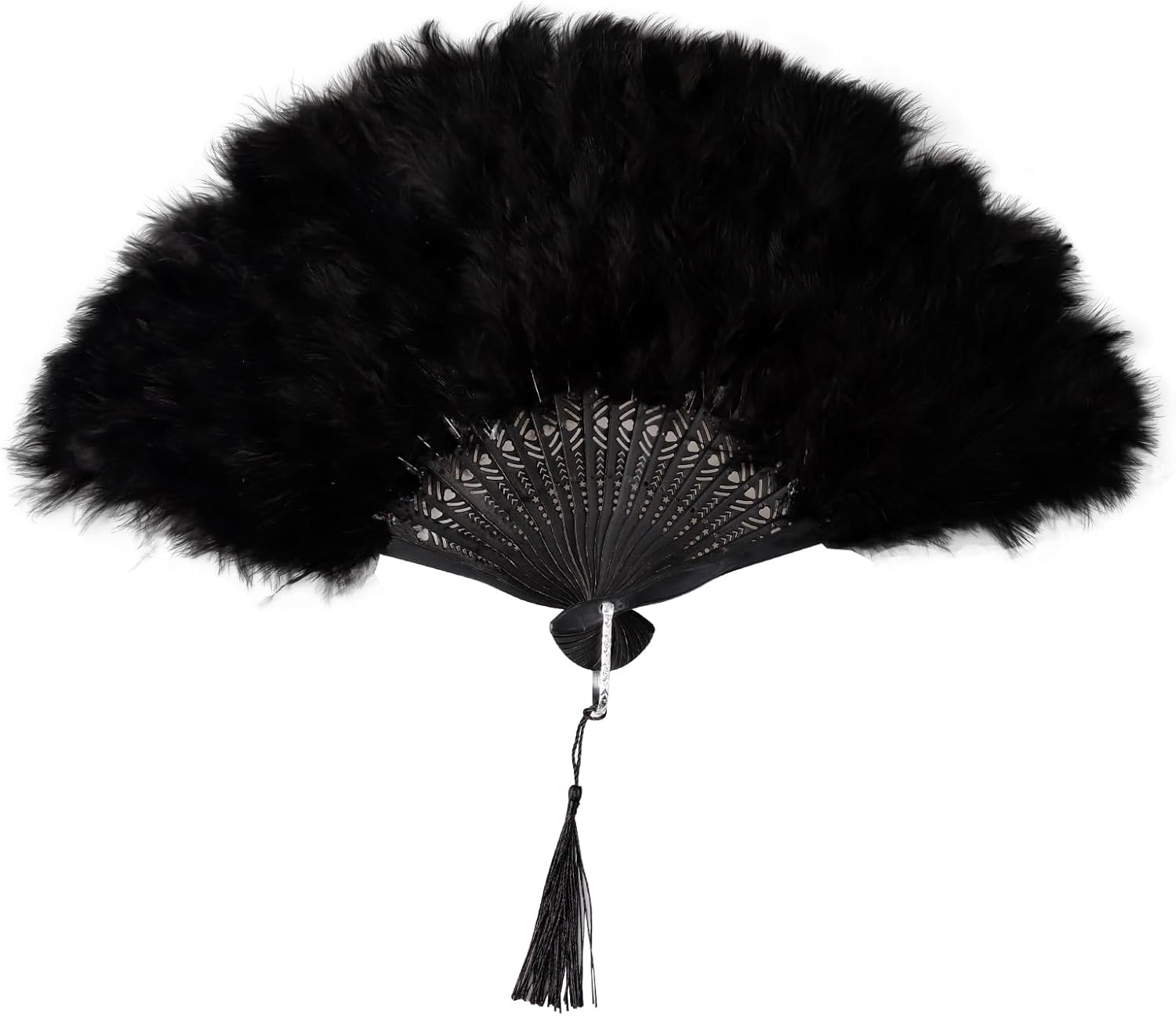 Amazon.com: Marabou Black Feather Fan Rave Fan Renaissance Fan Vintage ...