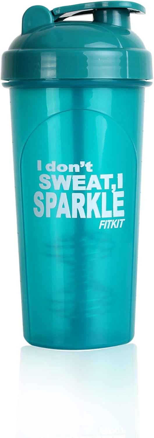 Amazon.com: Fitkit Classic Stainless Steel Water Bottle Shaker - Teal ...