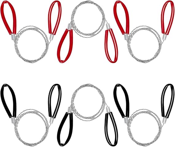 6 Pcs Stainless Steel Wire Saw, 70cm Pocket Chainsaw with Two Ring ...