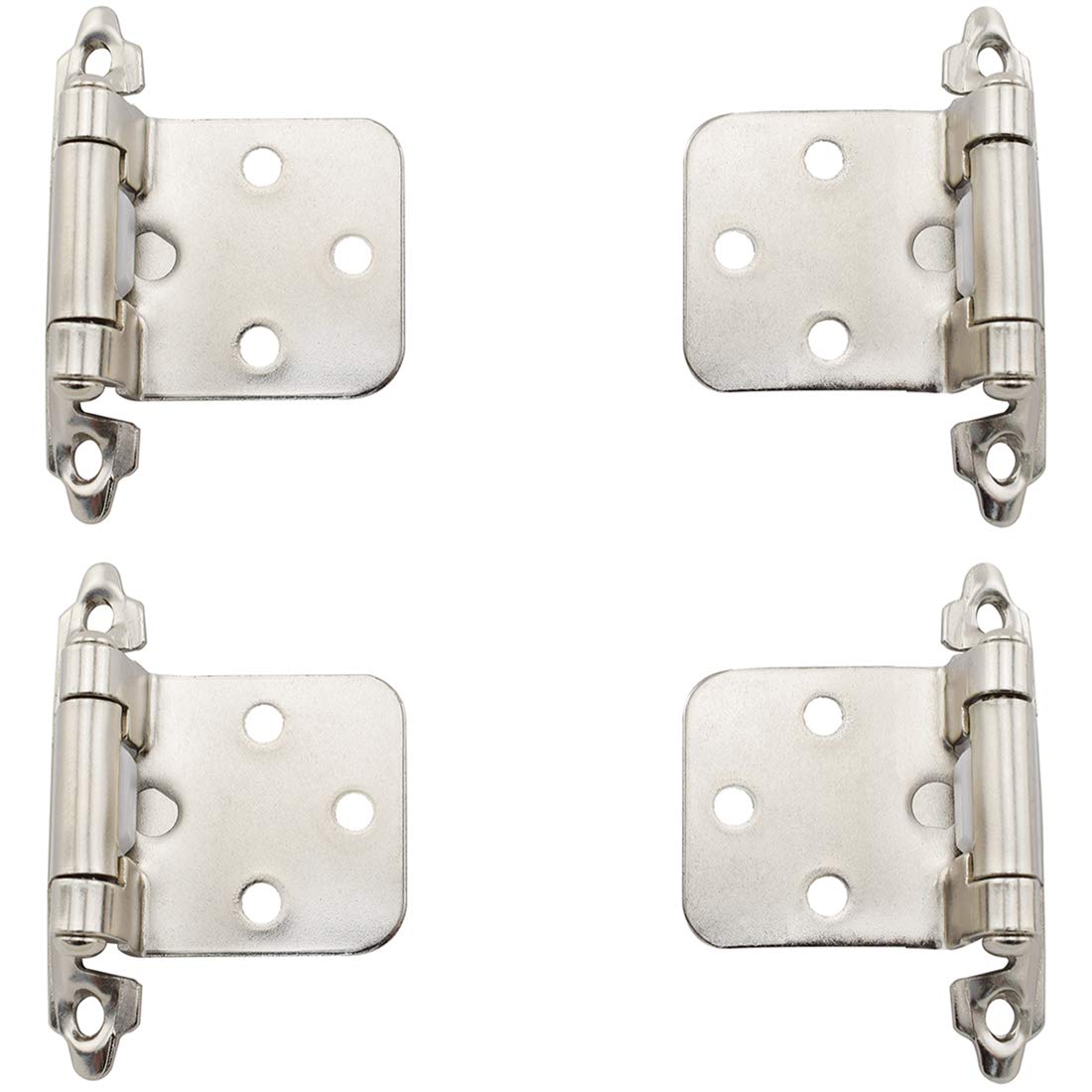 SDTC Tech 4-Pack Overlay Cabinet Door Hinges Nickel Plated Self-Closing ...