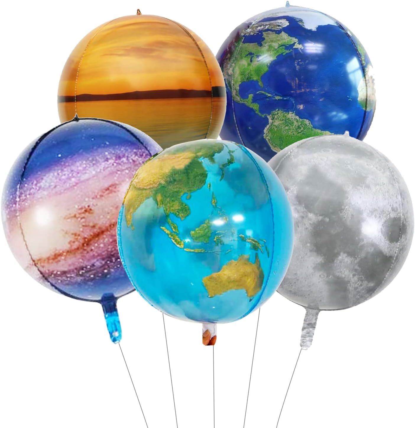 YIQXKOUY 10 Pack 22 Inch Earth Globe Moon Balloons with Small Hand Pump ...