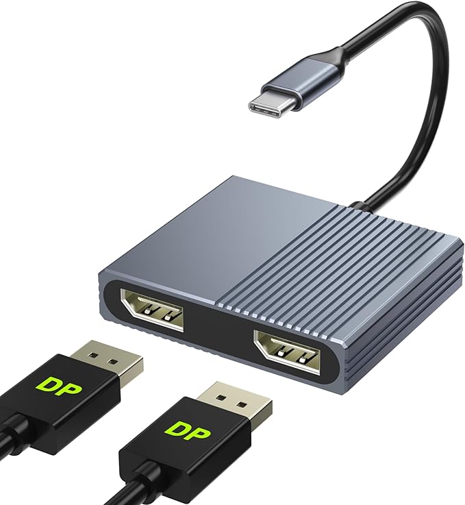 Amazon.com: USB C to Dual DisplayPort Adapter, 4K@60Hz Displayport ...