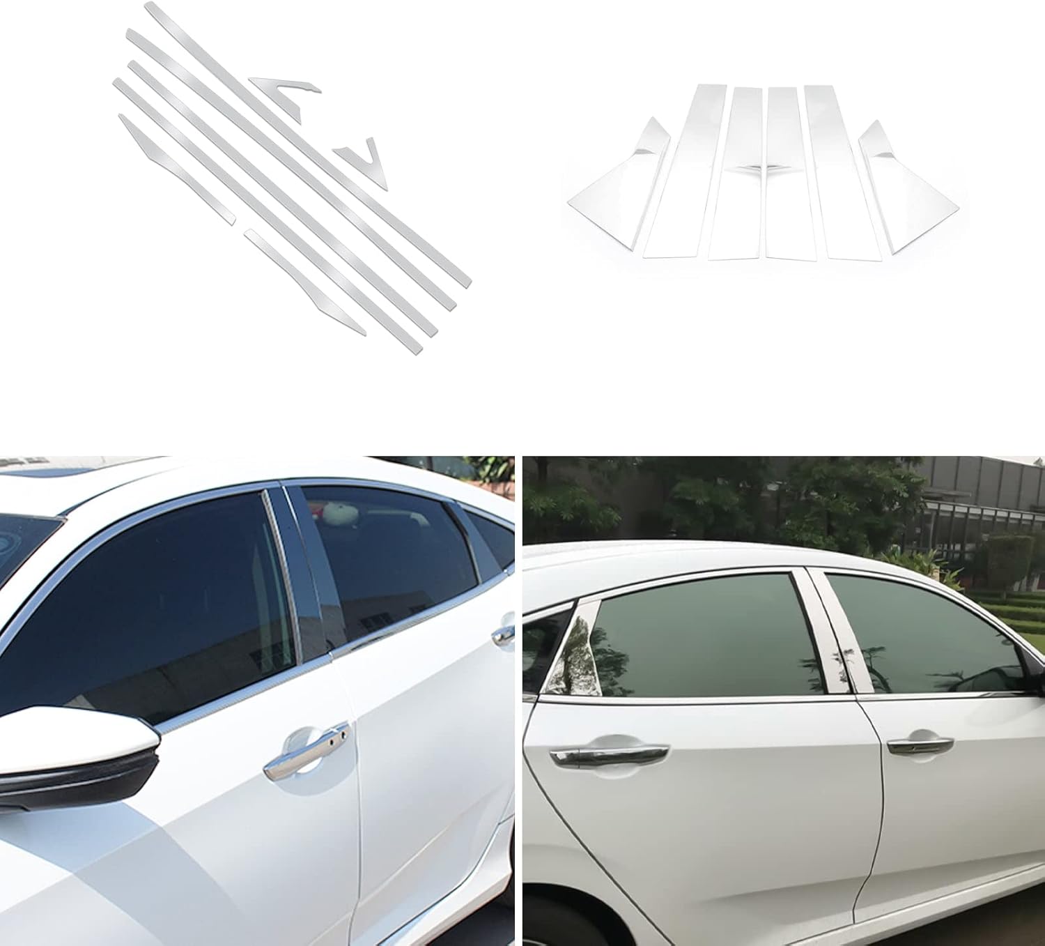 Amazon.com: Xotic Tech Exterior Window Pillar Lower Stripe Molding ...