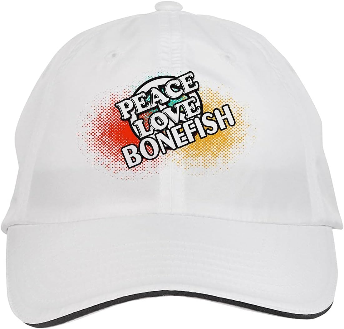 Makoroni - Peace Love Bonefish Fish Fishing Hat Adjustable Cap, DesA81 ...