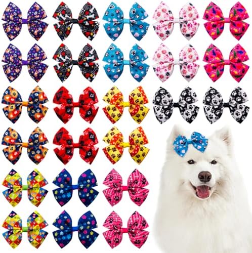 Amazon.com : PET SHOW 20Pairs 2" 3" 4" Halloween Big Dog Hair Bows with ...
