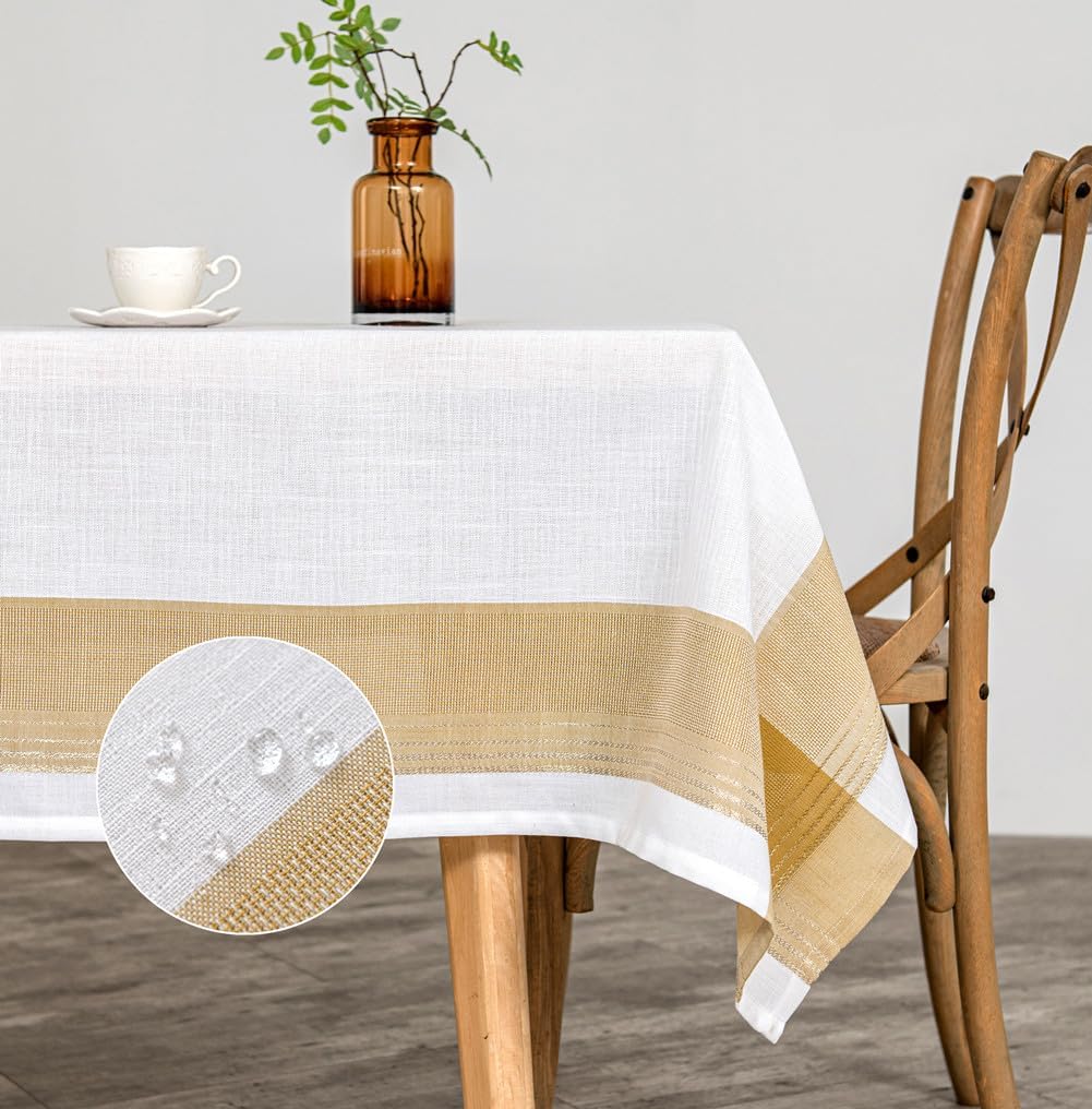 Amazon.com: GOLD SAIL White Table Cloth Square Table–Waterproof and ...