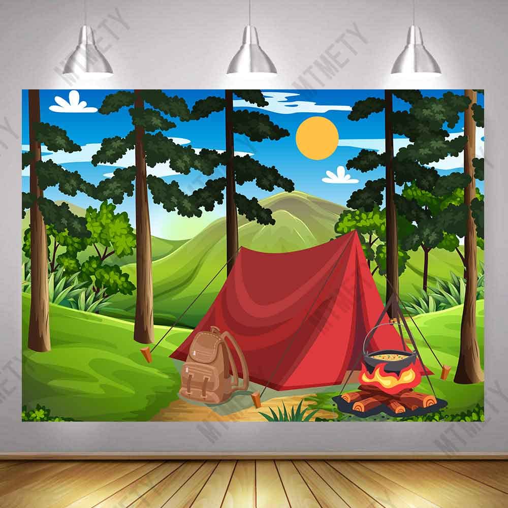 Amazon.com : MTMETY 10x7ft Enchanted Forest Camping Backdrop Forest ...
