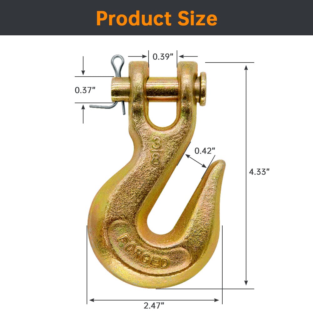 Snapklik.com : 10 Pack 3/8 Grade 70 Clevis Grab Hook Pin Clevis Rigging ...