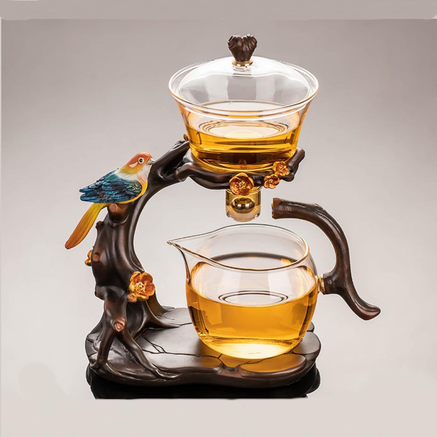 Amazon.com | MOZEO Lazy Kungfu Glass Tea Set Creative Bird Semi ...