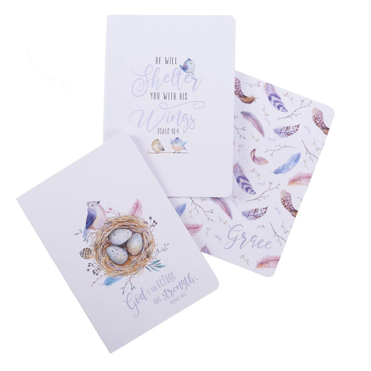 Christian Art Gifts Watercolor Bird Scripture Notebook Set Shelter You ...
