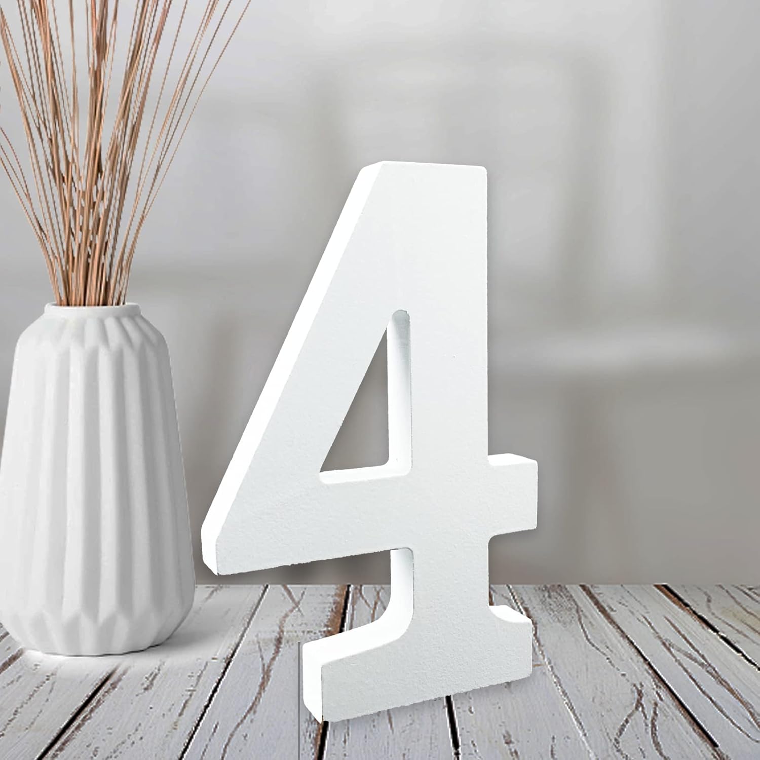 Amazon.com: 4 Inch White Wood Numbers, Unfinished Wood Numbers for Wall ...