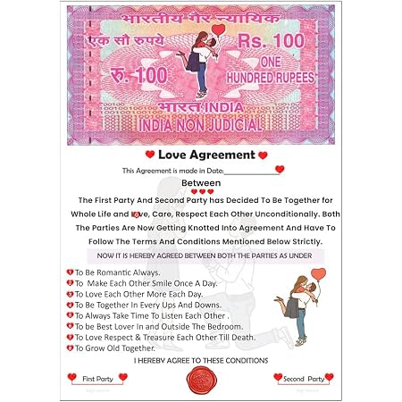 SCC Love Agreement Certificate/Love Contract Agreement for Boyfriend ...