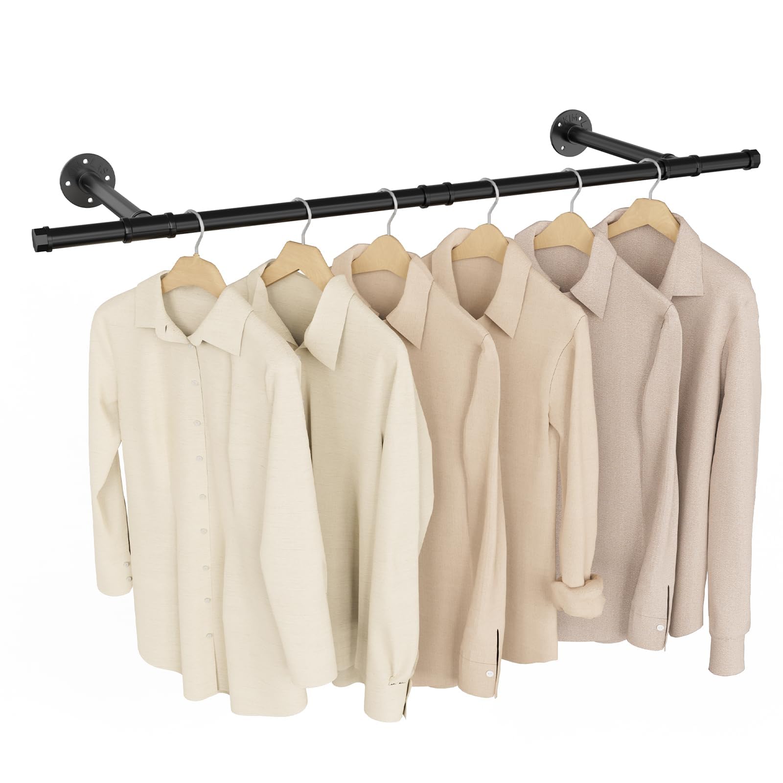 Yawinhe Wall-Mounted Clothes Rail, 112cm Wall Hanging Rail for Clothes ...