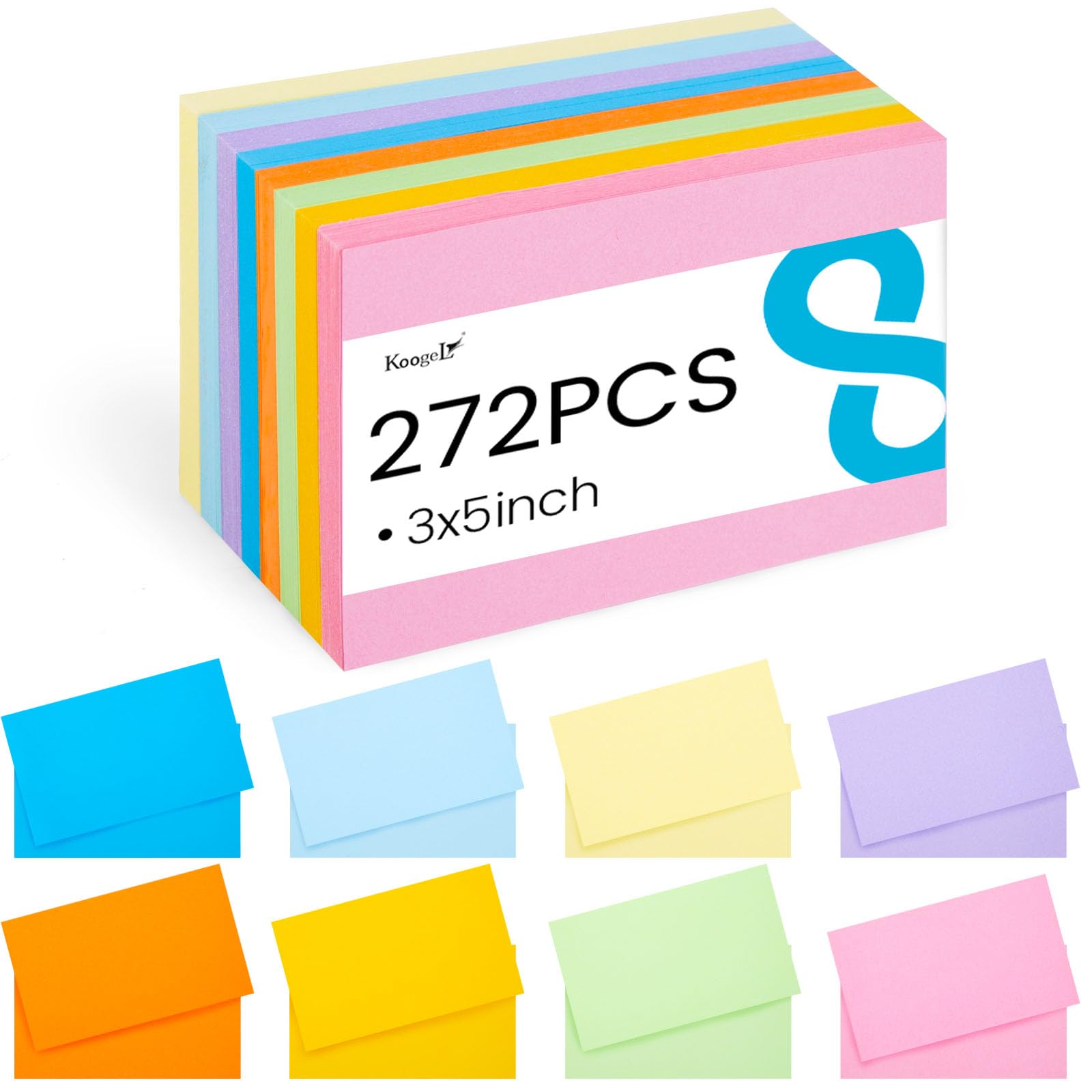 Snapklik.com : Colored Index Cards, 272 Count, 3 X 5 Inchs Flash Card ...