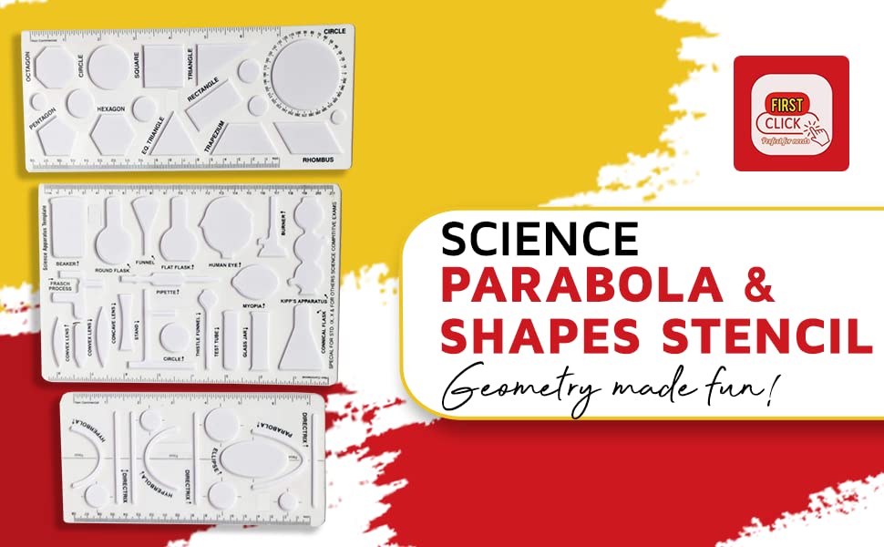 Buy FIRST CLICK Science Stencil 22 cm x 15 cm Parabola stencil 20 cm x ...