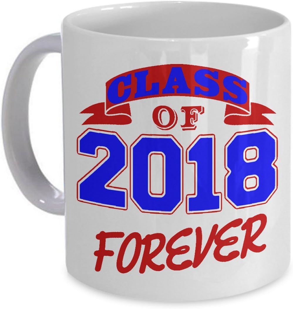 Amazon.com: Class of 2018 Forever Coffee Mug Blue Red Senior Graduation ...