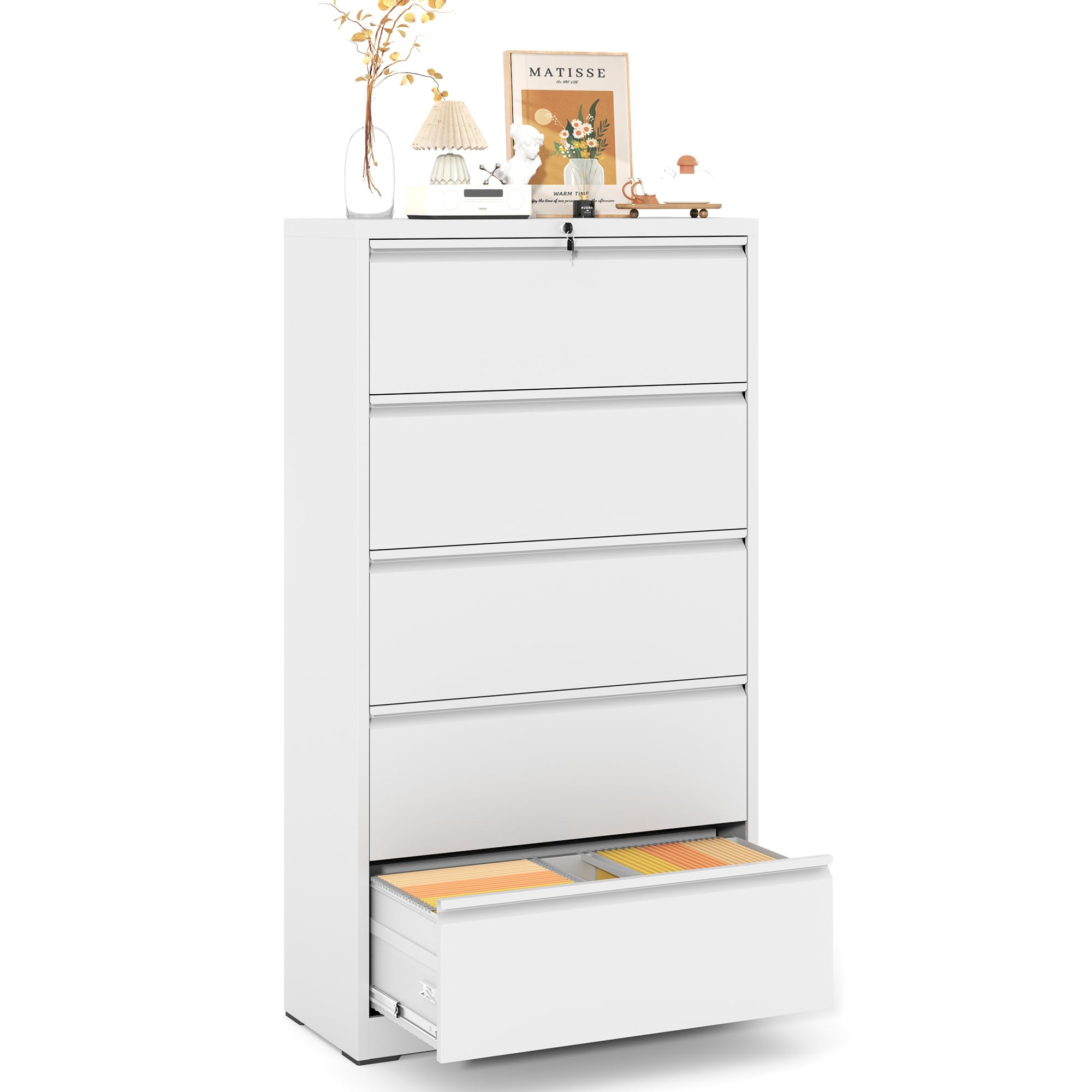Amazon.com: VIYET Lateral File Cabinet with Lock,5 Drawer Filing ...