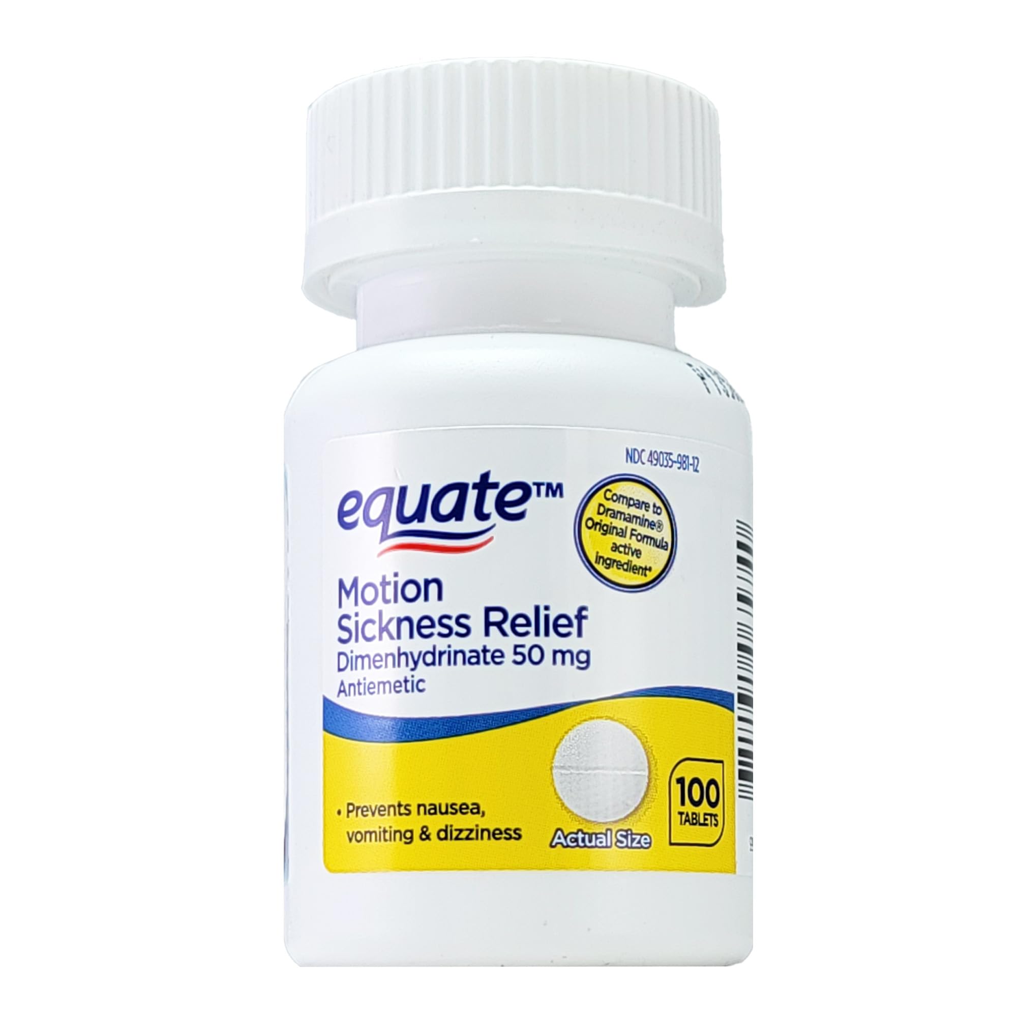 Fast Acting Motion Sickness Relief Dimenhydrinate Tablets 50 Mg 100 ...