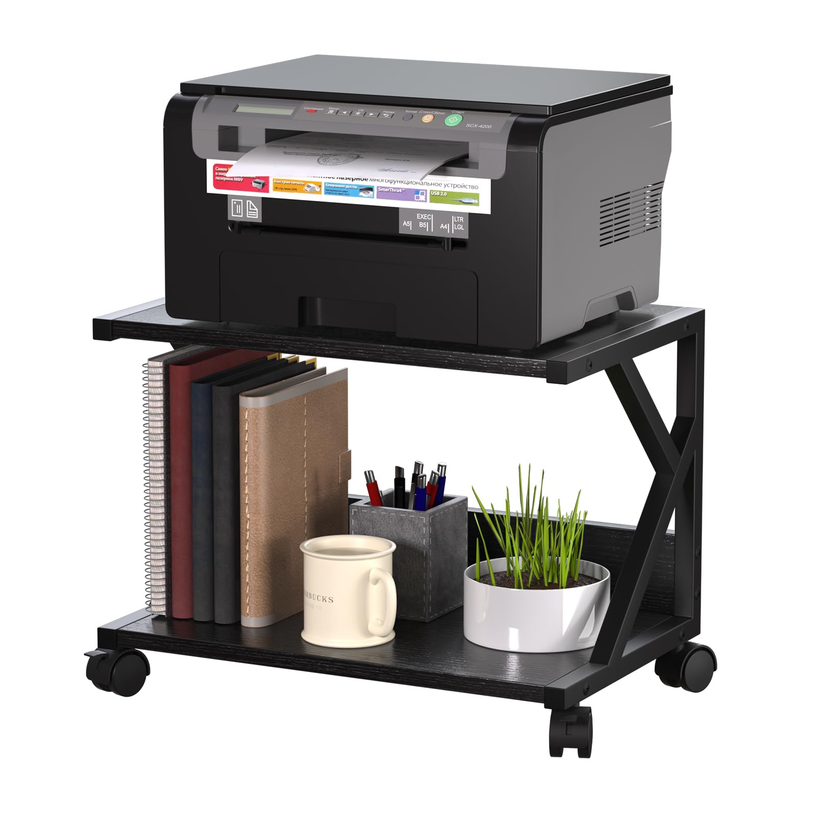 Huhote 2 Tier Desktop Printer Stand, Under Desk Printer Table, Multi ...