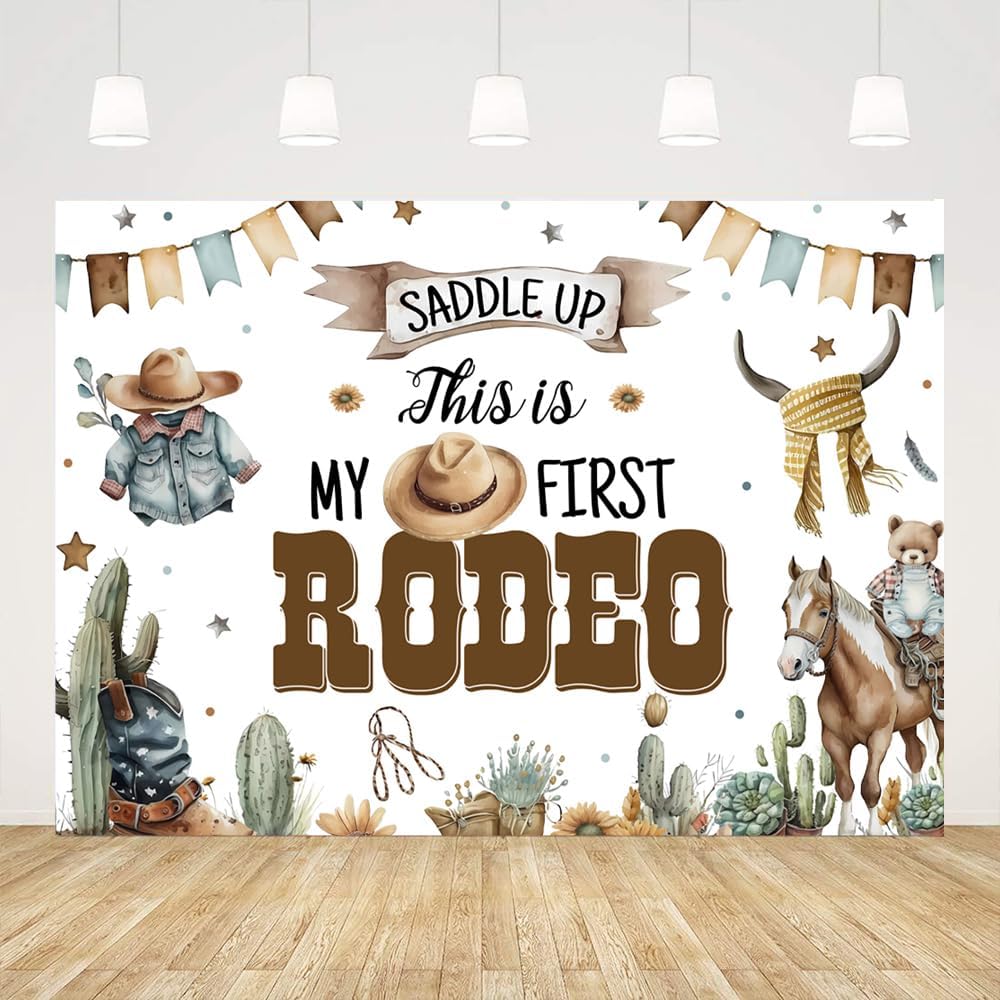 Amazon.com : Ticuenicoa 7x5ft My First Rodeo Birthday Backdrop Western ...