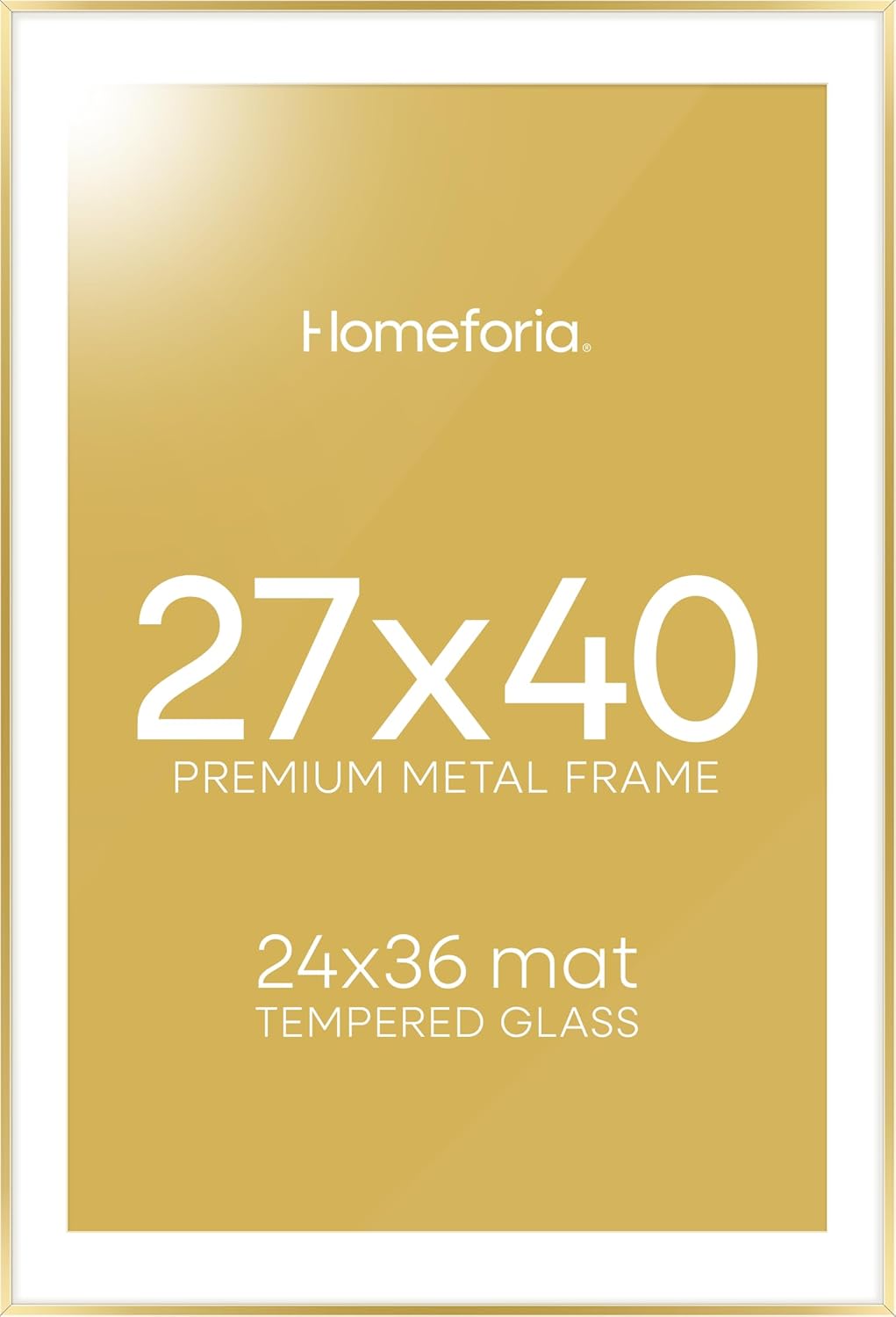 Amazon.com - Homeforia 27x40 Picture Frame Gold, High End Metal 27 x 40 ...