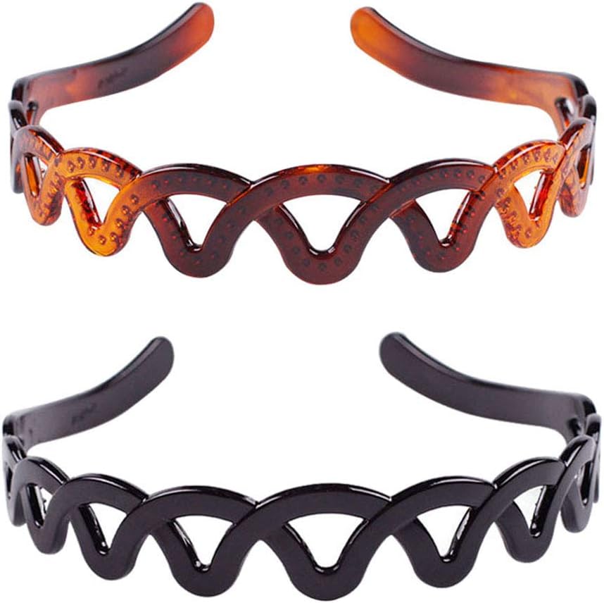 Chennie Plastic Toothed Headbands Hair Combs Elastic Hair Bands Wavy ...