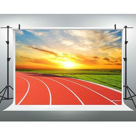 Amazon.com : YongFoto 7x5ft Running Track Backdrop Red Runway Green ...