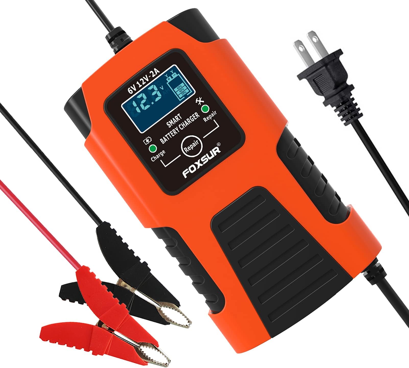 Amazon.com: FOXWER 2-Amp Trickle Charger,3-Stage Motorcycle Battery ...