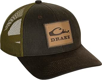 Drake Waterfowl Leather Patch Mesh Back Cap (US, Alpha, One Size, Dark ...