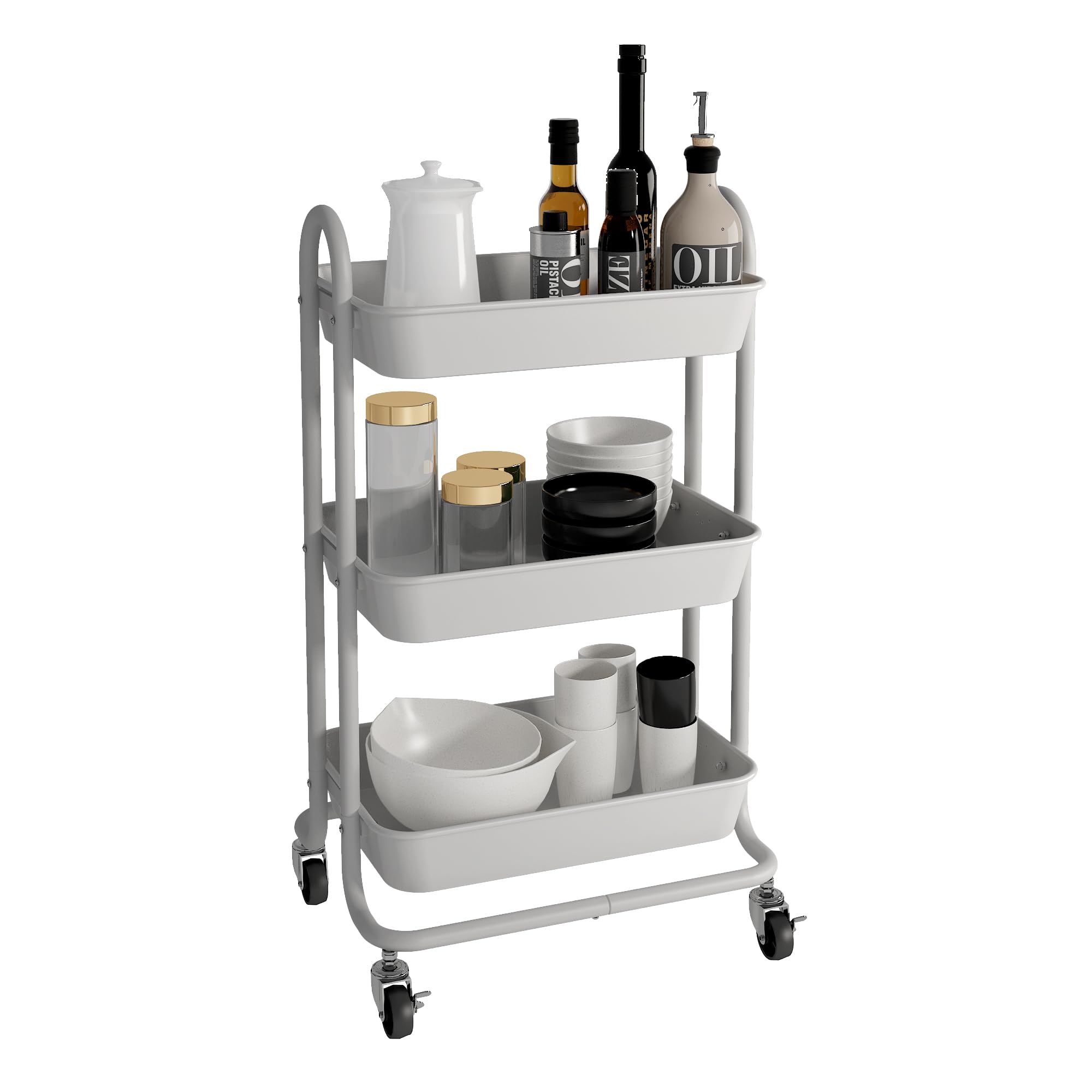 Amazon.com: Elitehouse 3-Tier White Utility Rolling Cart,Kitchen ...