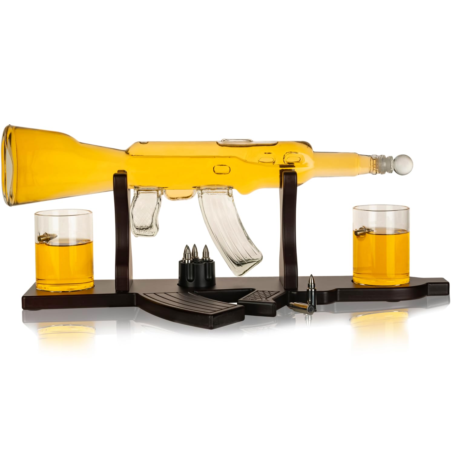 Winbold Whiskey Gun Rifle Decanter Set - Glass Holder, Whiskey ...