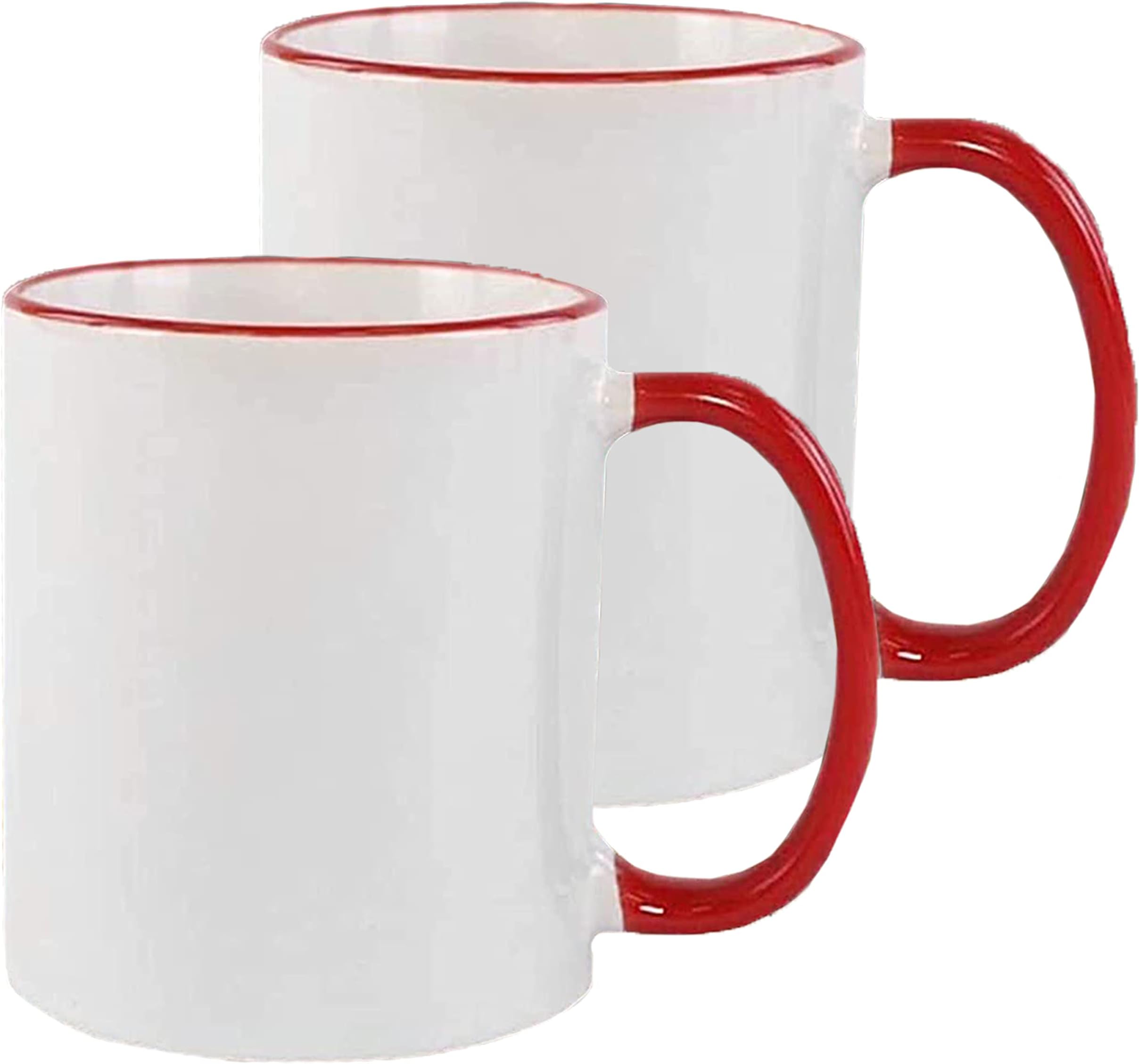 Amazon.com: BLUE RIBBON 11 oz White Ceramic Coffee Mug with Colored Rim ...