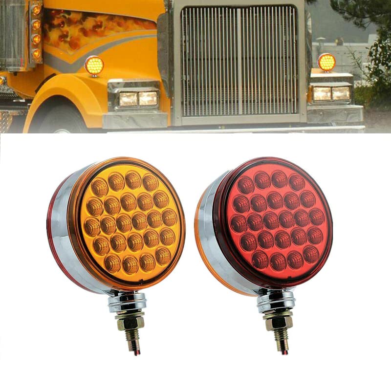 Snapklik.com : 2pc 4" Round Double Face Red/Amber 48 LED Fender ...