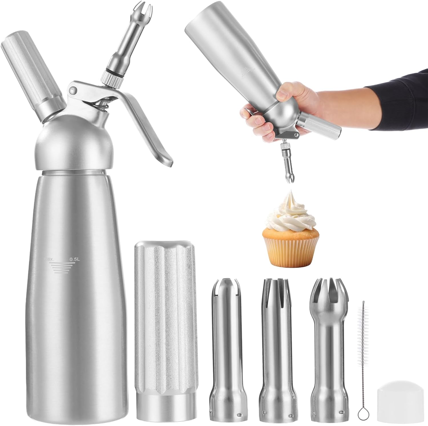Amazon.com: Whipped Cream Dispenser Set, 500 ml/1 Pint Professional ...