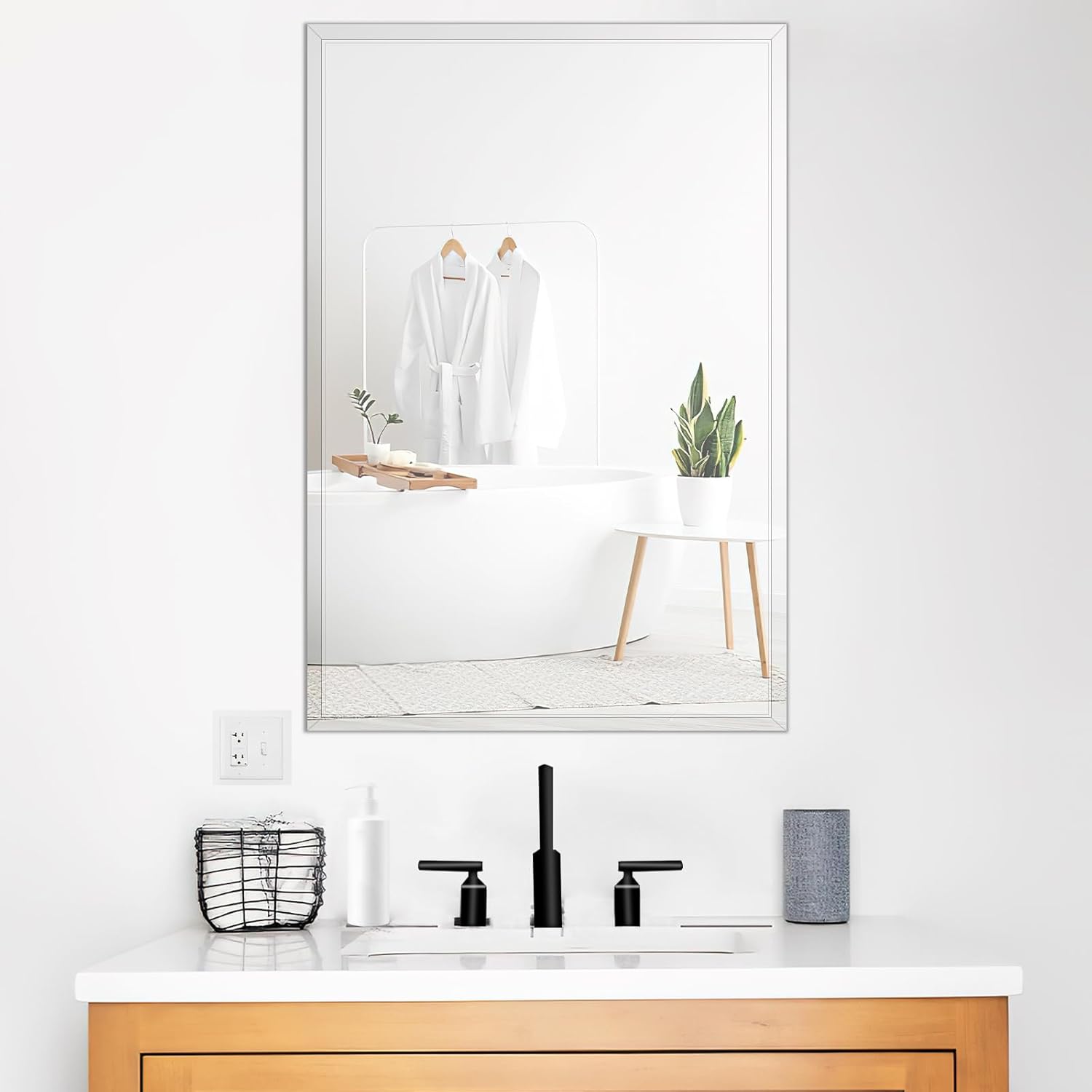 Amazon.com: Frameless Bathroom Mirror - for Wall - of Over Sink,Right Angle Vanity Mirrors ...